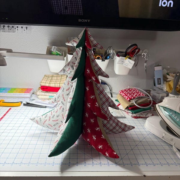 Plush Fabric Christmas Tree Sewing Pattern & VIDEO Tutorial | Table ...