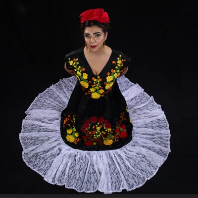 Colorful Chiapas Style Dress. Custom-made Hand Embroidered Cultural 2 Piece Outfit. Quinceañera ...