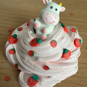 Strawberry Cow Butter Slime Scented Slime Pink Cow Slime - Etsy