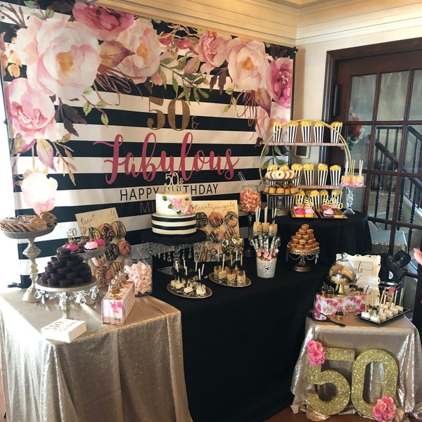 Birthday Backdrop, Rustic Backdrop, Floral Banner, Bridal Shower ...