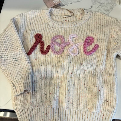 Custom Name Boy Sweater, Personalized Name Sweater, Hand Embroidered ...