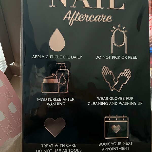 Nail Aftercare Advice Sign | Acrylic Sign | Salon Sign | Aesthetics ...