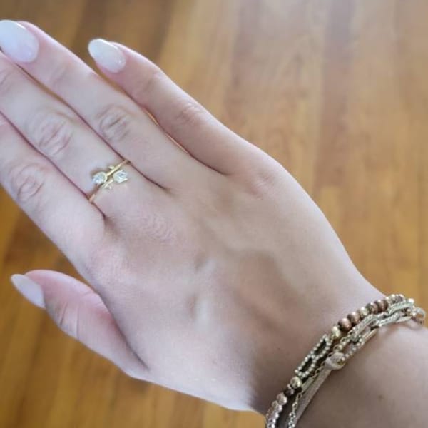 PERIMADE Tulip Flower Stacking Ring • Delicate Gold Tulip Bypass Ring ...