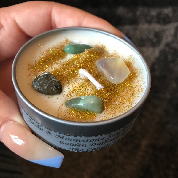Jade & Moonstone Crystal Infused Scented Candles - Emotional Balance ...