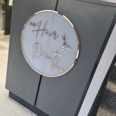 Personalized Frosted Acrylic Business Sign With Golden Lettering and ...