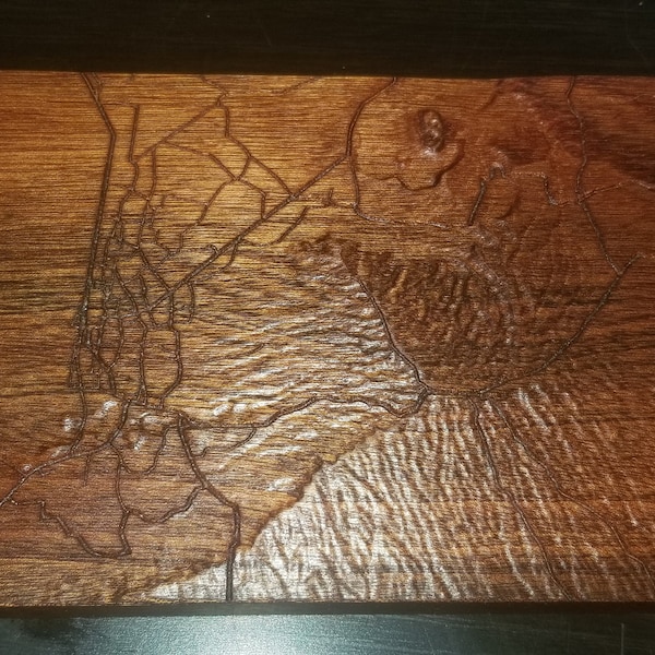 Custom Wood Topographical Map With Road Map. Anywhere in the World. - Etsy