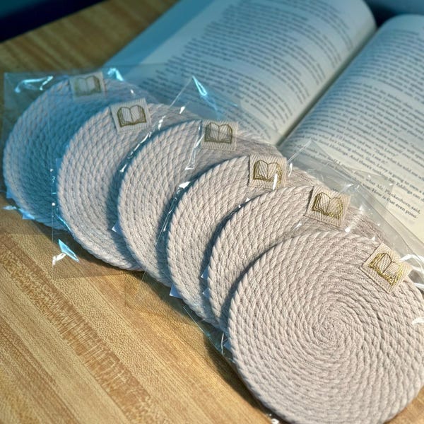 Light Pink Rope Coasters With Gold Heart Tag, Candle Mat, Extra Large ...
