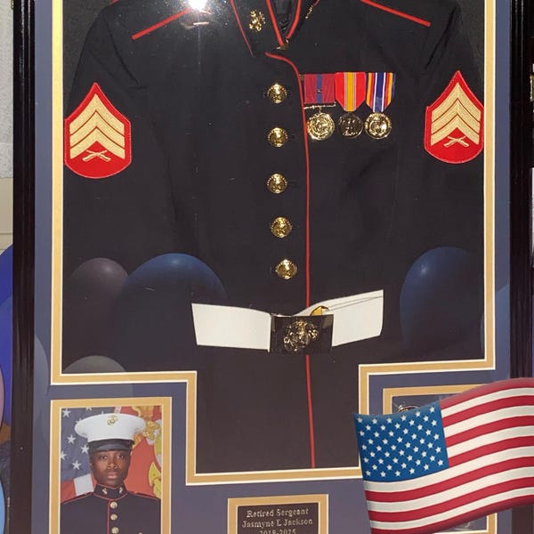 Large Military Uniform Display Case (w/ Custom Double Matting) Cabinet ...