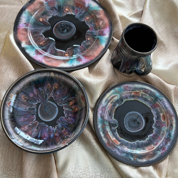 Pearl Dinnerware Set, Glazed, Handmade, Pottery Dishes, Place Setting ...