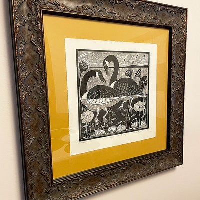 The River Ballet Linocut in Blue,otter Linocut,kingfisher Linocut ...