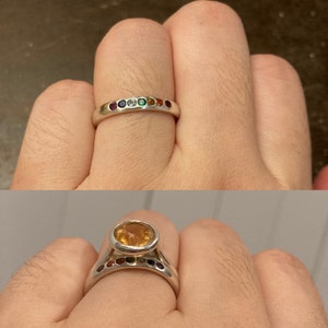 Multi-stone Inside Out Ring: Silver Ring Sterling Silver | Etsy