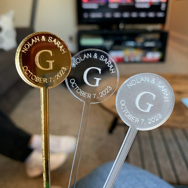 Personalized Wedding Stir Sticks, Cocktail Stirrers, Engagement Drink ...