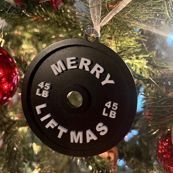Red Merry Liftmas Weight Ornament Gym Gift Weightlifting Ornament ...