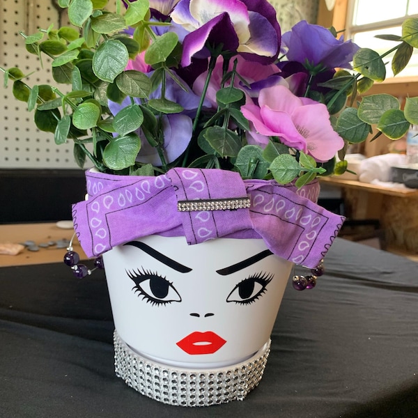 Vinyl Decal: Flower Pot Face (design CP05A) / Fishbowl DIY / Clay ...