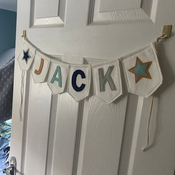 Boys Name Banner - Personalised Bunting - Nursery Decor - Felt Banner ...