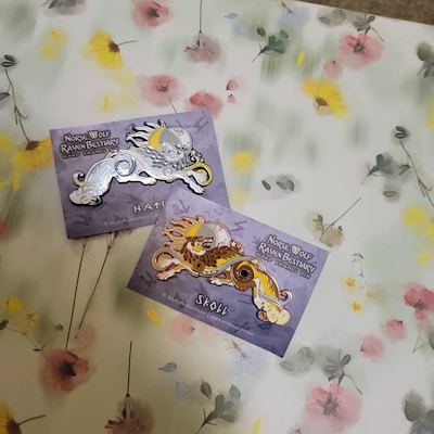 Norse Viking Hati Skoll Sun Moon Wolf Hard Enamel Collectable Quality ...