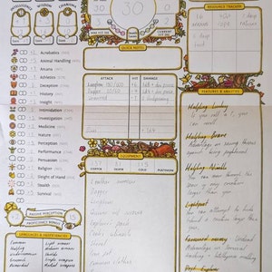 Dnd 5e Druid Wild Shapes: A4 Character Sheet PDF Compatible With Fifth Edition Dungeons and ...