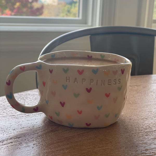 Happiness Colorful Handmade Ceramic Bowl, Whimsical Pottery Handbuild ...