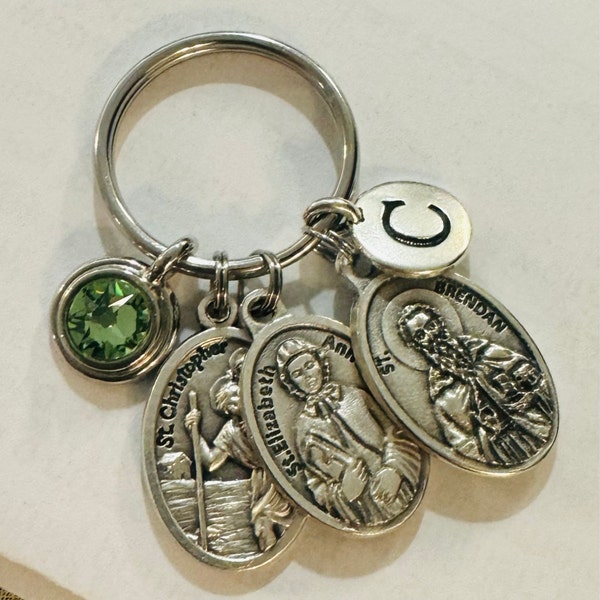 Choose Your Catholic Saint Keychain - Personalized Letter - Crystal ...