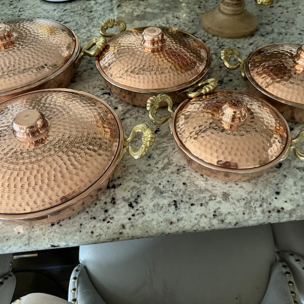 Pure Copper Cookware Set,thick Double Brass Pot With Lid Handle,kitchen ...