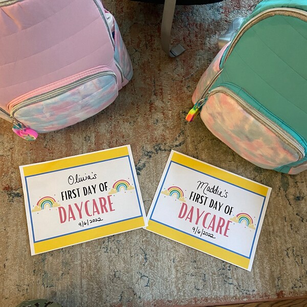 First Day of Daycare, Printable Sign, Daycare Sign, First Day Sign ...