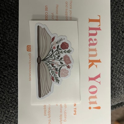 Floral Book Sticker / Open Book Sticker / Reading Sticker / Book ...