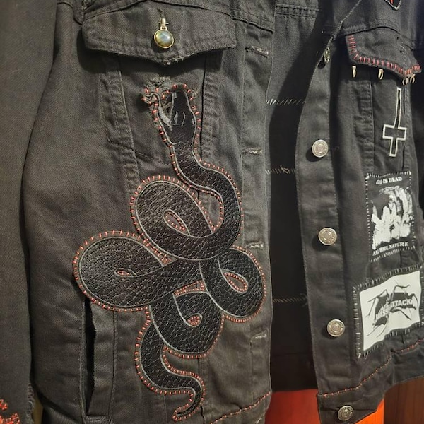 Black Mamba Snake Back Patch Sew Iron on Large Applique Embroidered ...