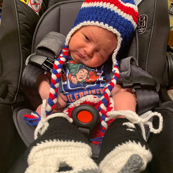 New York Rangers Ice Hockey HAT Diaper Cover and SKATES 3 Piece Set ...