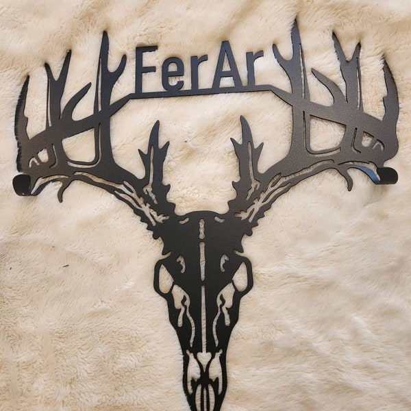 Personalized Bow Hanger, Custom Metal Bow Holder, Deer Skull Bow Rack ...