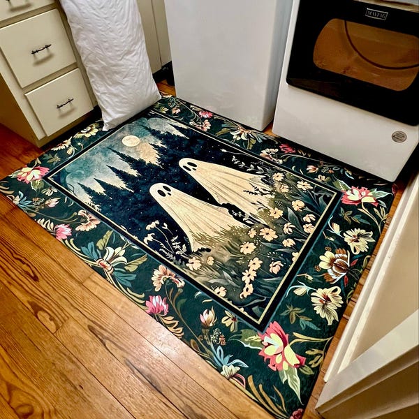 Floral Aesthetic Raven Rug | Crowcore Bedroom Decor William Morris ...