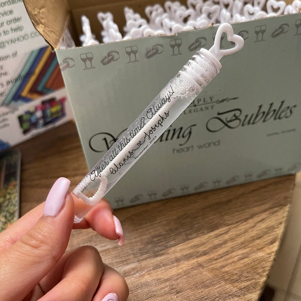 48pc Wedding Bubbles With Heart Stopper and Personalized Label Set, Send Off, Personalized ...