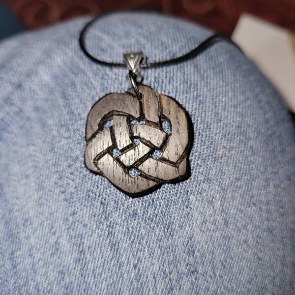 Celtic Wooden Cross Necklace, Hand-carved Rosewood Cross Pendant, Irish ...