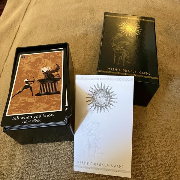 Delphic Oracle Cards Temple of Apollo Delphi Pythia Message Self Knowledge Greek Mythology Tarot ...
