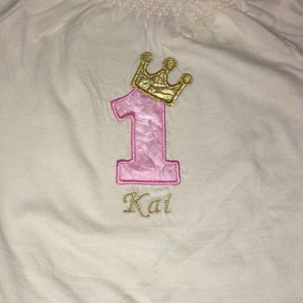 First Birthday Embroidery Design, #1 Appliqué With Crown, Princess ...