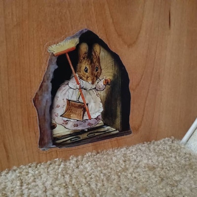 Cute Mouse Hole Wall Sticker Decal for Baseboard / Wall Mini Mural Mice ...