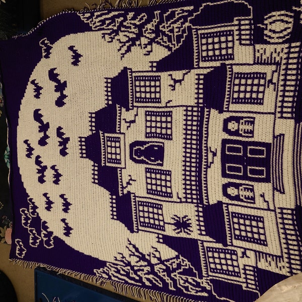 Haunted Hilltop Horror House Overlay Mosaic Crochet Pattern - Etsy