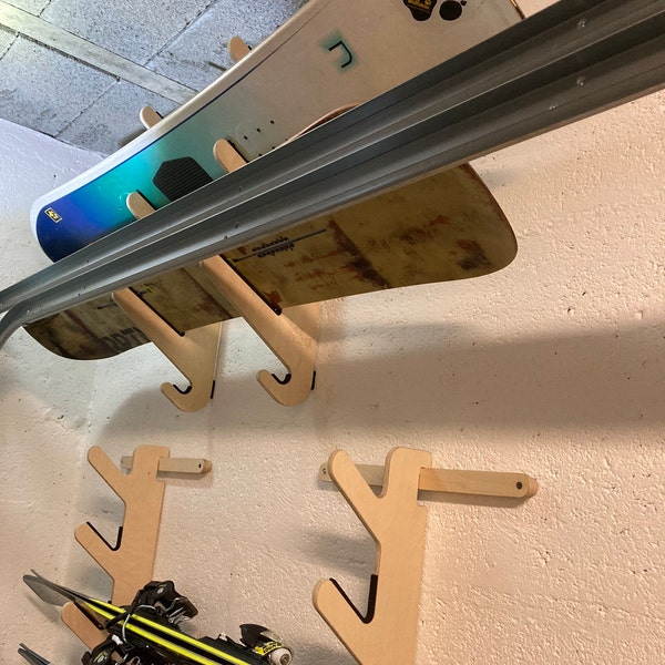 Vertical Ski Rack Bamboo/birch Indoor Ski Wall Rack and Garage Ski Wall ...