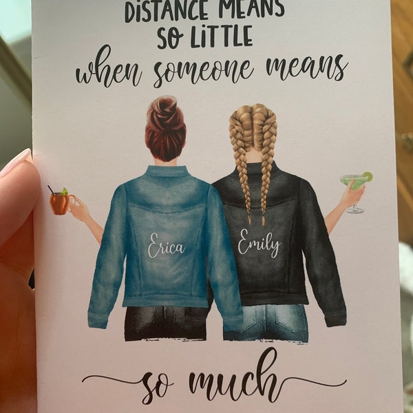 PERSONALIZED Long Distance Friendship Card ,moving Away Card, Goodbye ...