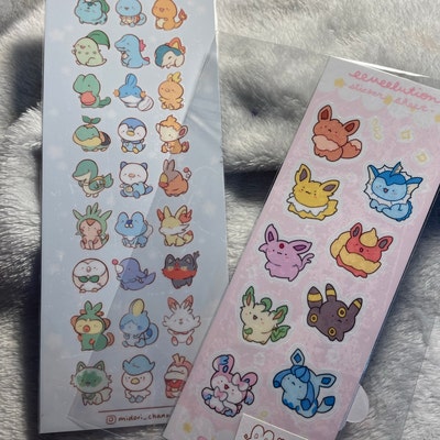 Pastel Tiny Derpy Poké Gen 1-9 Starters Sticker Sheet 27 Stickers - Etsy