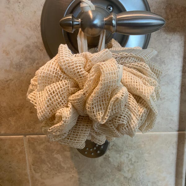 Organic Cotton Shower Pouf | Zero Waste Body Loofah | Ecofriendly Bath ...