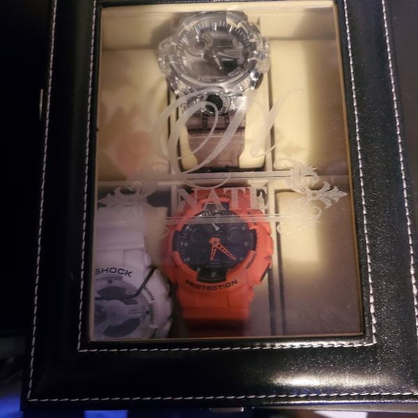 Watch Display Case, Personalized Watch Box Wood, Custom Engraved Watch ...