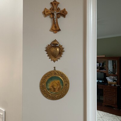 Sacred Heart, Milagro Heart, Antique Gold Heart Box, Catholic Heart ...