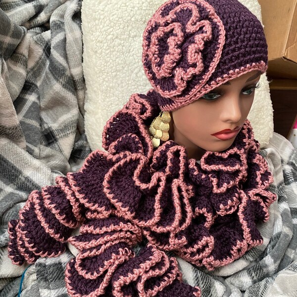 Crochet PATTERN Ruffle Scarf Unique Design: Step-by-step Tutorial ...
