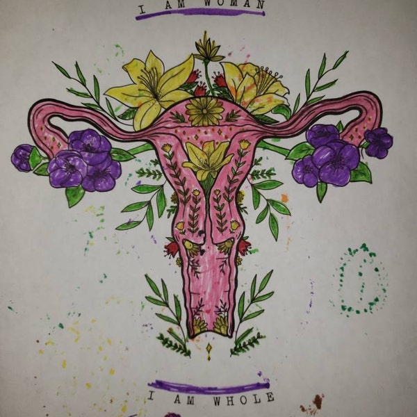 Baby in Womb Floral Coloring Page for Positive Pregnancy and Birth - Etsy