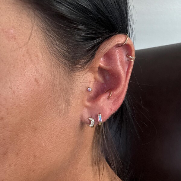 Garden Green Opal Inlay Rook Hoop Earring Helix Hoop Rook Earring Helix ...