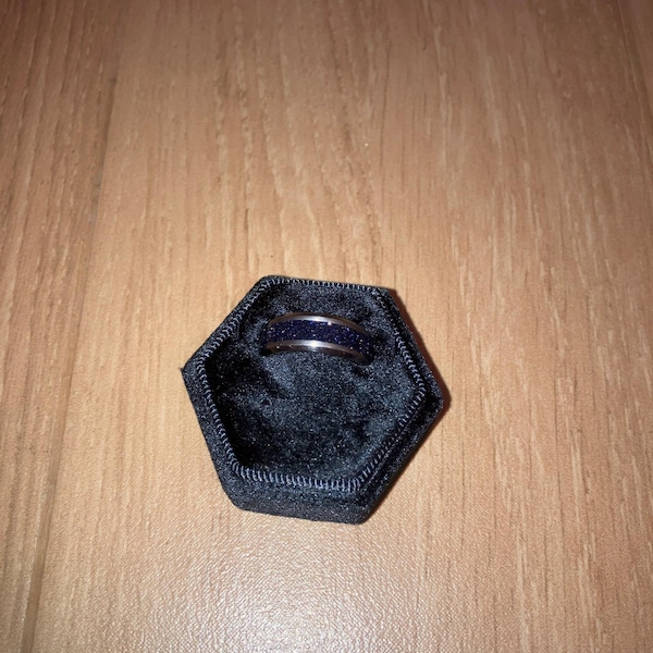 Nebula Ring - Blue Goldstone Crystal Inlay, Tungsten Titanium Ceramic ...