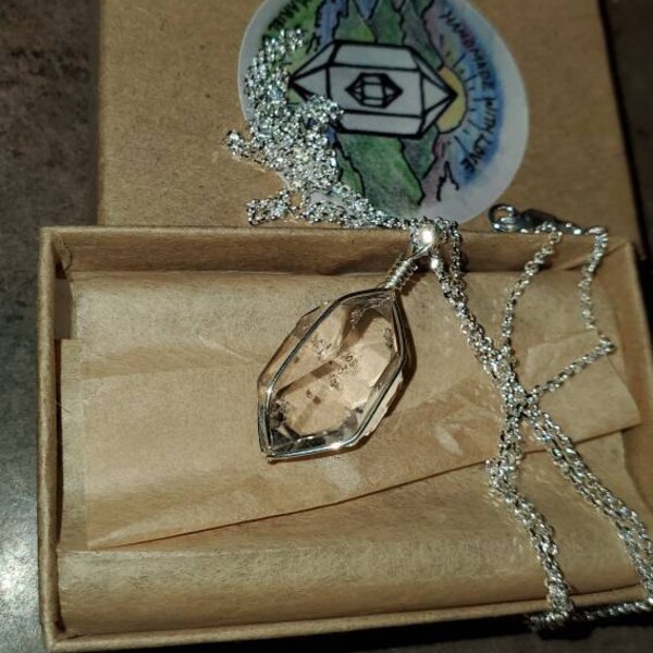 H2O Herkimer Diamond Pendant Water Bubble EHYDRO Inclusion Large Clear ...