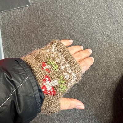 Fair Isle Fox Mitten, Knit Fingerless Gloves, Fair Isle Mittens, Hand ...