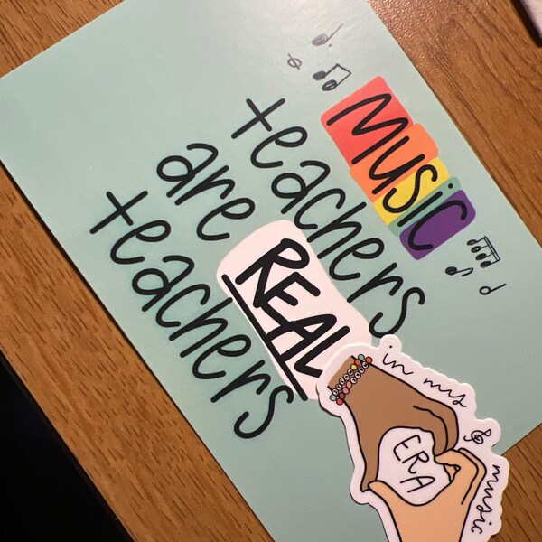 Pink Music Teacher Sticker | Music Sticker, Music Teacher Gift, Music ...