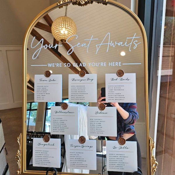 Seating Chart Title Wedding Decal, Mirror Wedding Seating Plan Header ...